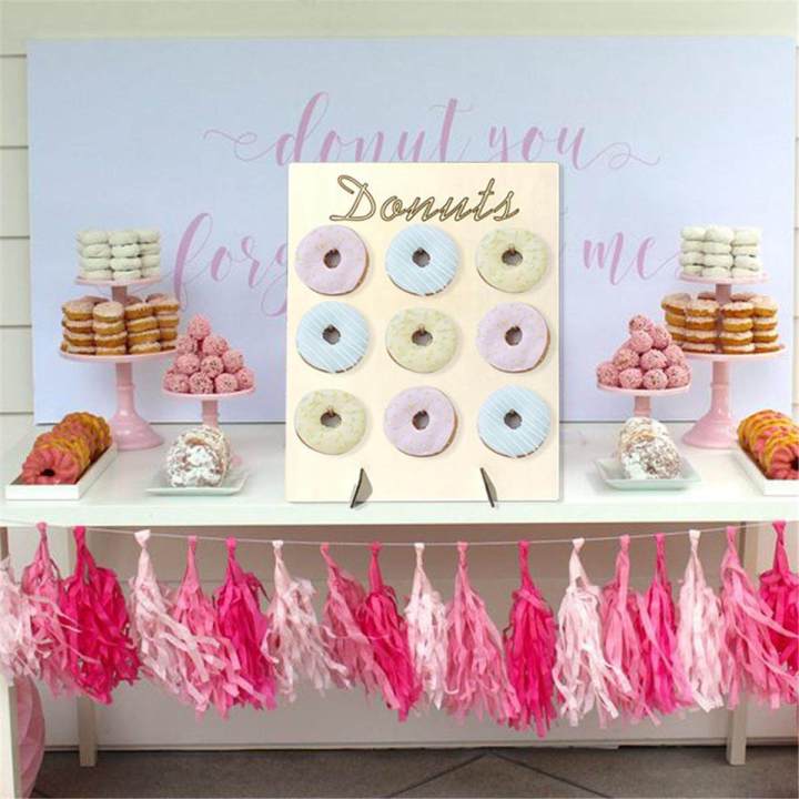 Donut Wall Storage Stand Wooden Candy Sweet Party Doughnut Holder ...
