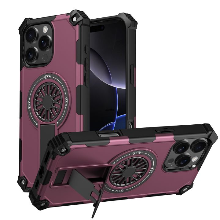 Soft TPU+Hard PC Magnetic Charging Phone Case With Stand For Magsafe ...