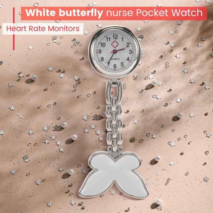 Kqueebee Nurses Clock Heart rate monitor pocket watch quartz butterfly ...