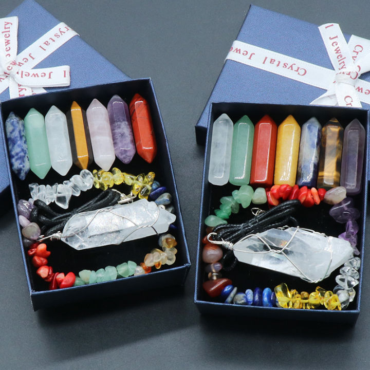 Natural Stone Set 7 Chakras Crystal Healing Gemstone Quartz Mineral ...