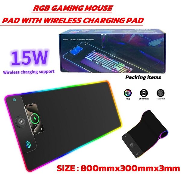 RGB Gaming Mouse Pad With Wireless Charging Pad | Daraz.lk
