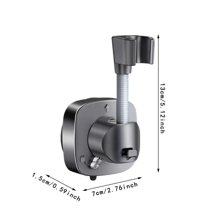 Suction Cup Shower Holder Strong Suction Bracket Quick Setup No Drill Sturdy Height Adjustable ...