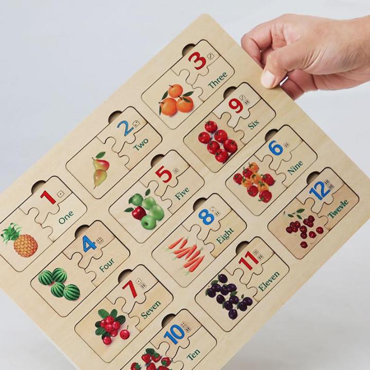 Wooden Number Puzzle Number Learning Toys Matching Game Cognitive ...