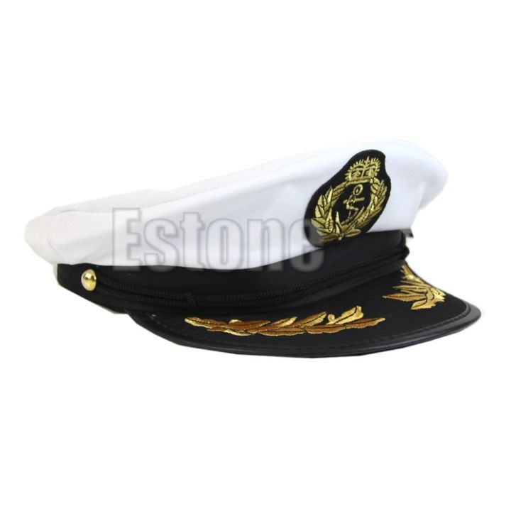 White Adult Yacht Boat Captain Navy Cap Costume Party Cosplay Dress ...