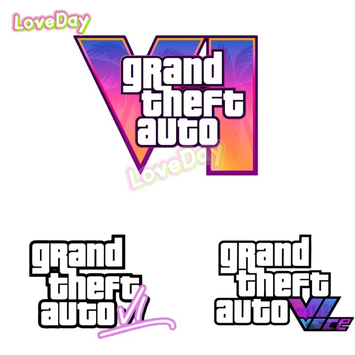 Electronic Game Car Sticker Gta Vi Logo Sticker Vinyl Waterproof Gta6 ...