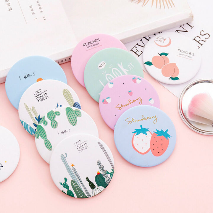 Small Mirror Cute Cartoon Small Round Makeup Mirror | Daraz.lk