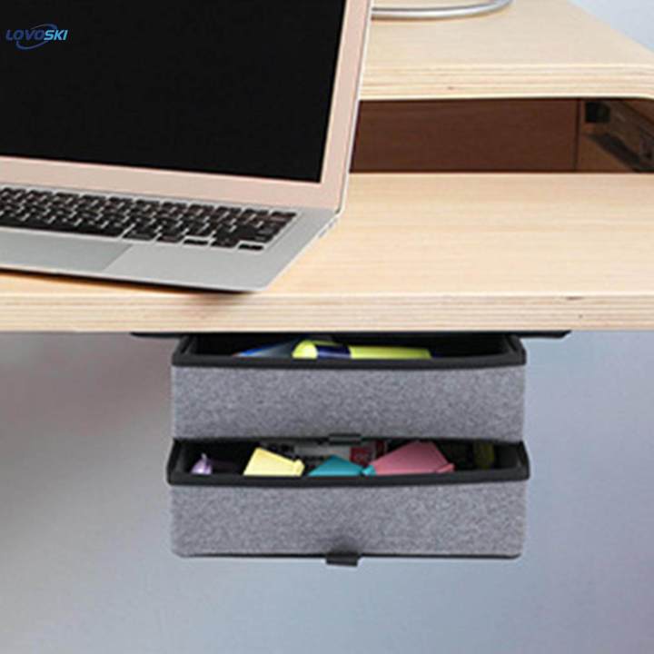 Table Hidden Slide Out Storage Mounted Desktop Pencil Holder Tray ...