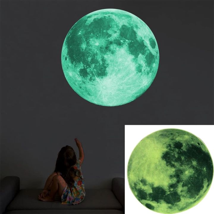 Luminous Moon Wall Stickers for Kids Room Baby Nursery Home Decoration ...