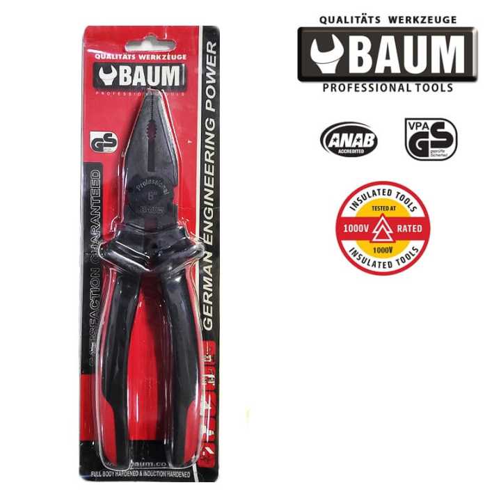 Combination Plier - BAUM - 8" - TPR Sleeve - 1000V - German Standard ...