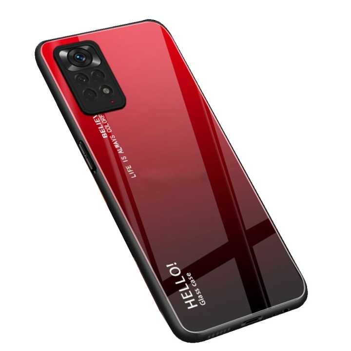 Vantime for Xiaomi Redmi Note 11 4G Case Gradient Phone Back Hard Glass Cover | Daraz.lk