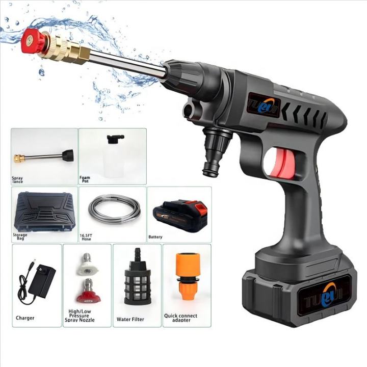 Portable Cordless High Pressure Car Washer Gun - Rechargeable Battery ...
