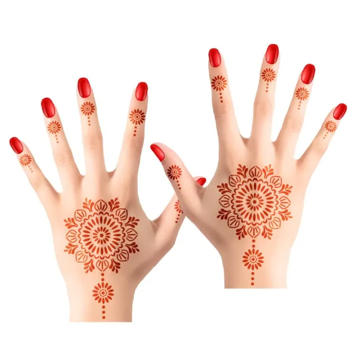 Apcute Stencil mehandi, Set of 2 for Both Hand Mehandi Stencil Sticker ...