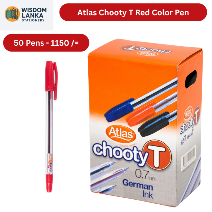 Atlas Chooty T Pen Red Color - 50 Pens | Daraz.lk