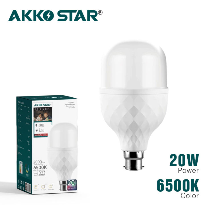 AKKO STAR Led Bulb - 20W - B22 Holder - 6500K Daylight - Energy Saving ...