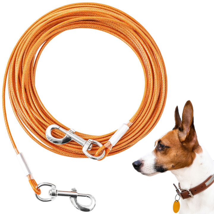 Extended Steel Wire Rope Dog Leash Bold Anti-Bite Stain-Resistant Pet ...