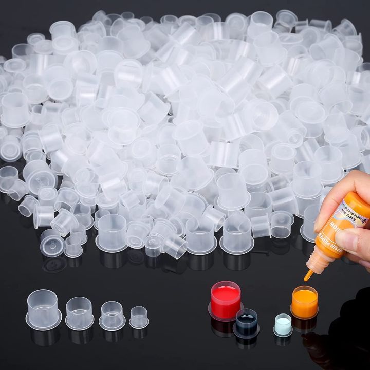 100pcs Disposable Tattoo Ink Cups Caps Permanent Makeup Pigment self ...