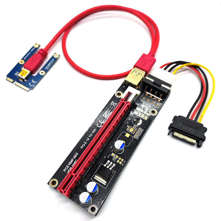 Transfer Riser Card USB3.0 Mini PCI-E Riser SATA to 4/6 Pin 16X PCIE ...