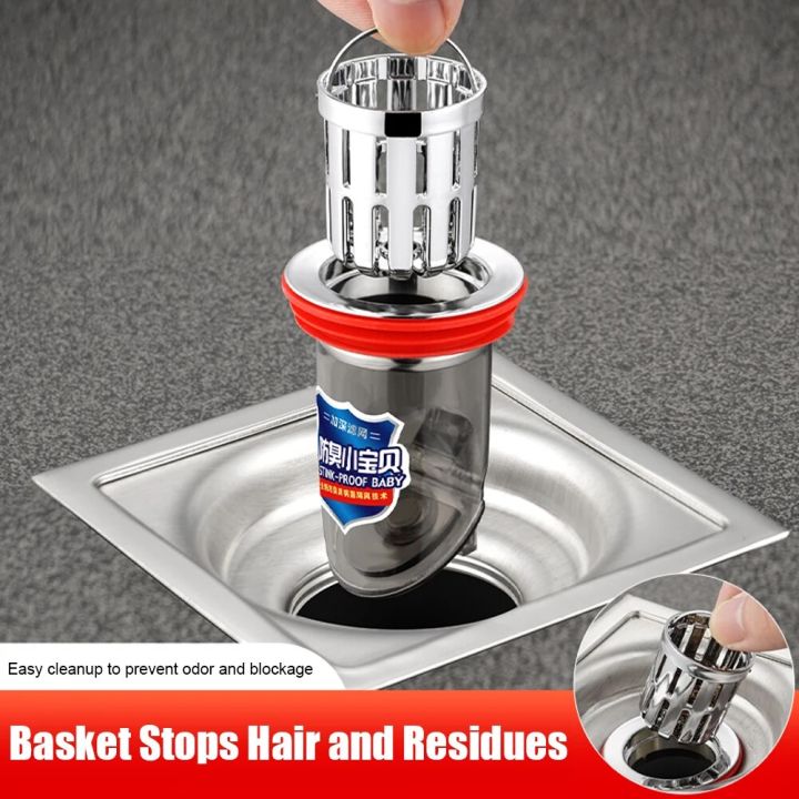 Bathroom Floor Drain Silicone Seal Magnetic Drain Door Fast Draining ...