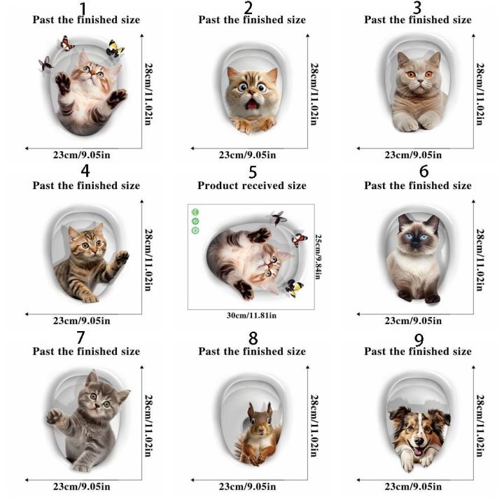 Creative DIY Scary Cat Toilet Sticker 3D Self-adhesive Cat Wall Sticker ...