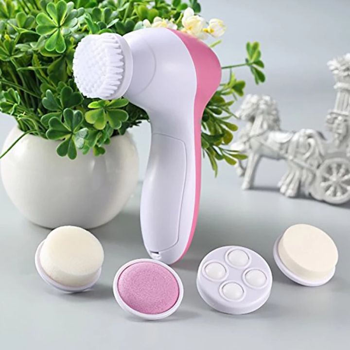 5 in 1 facial massager Cleansing Face Brush Facial Skin Cleanser Machine Dynamic Face deep clean Massager Cleansing Instrument Daraz.lk