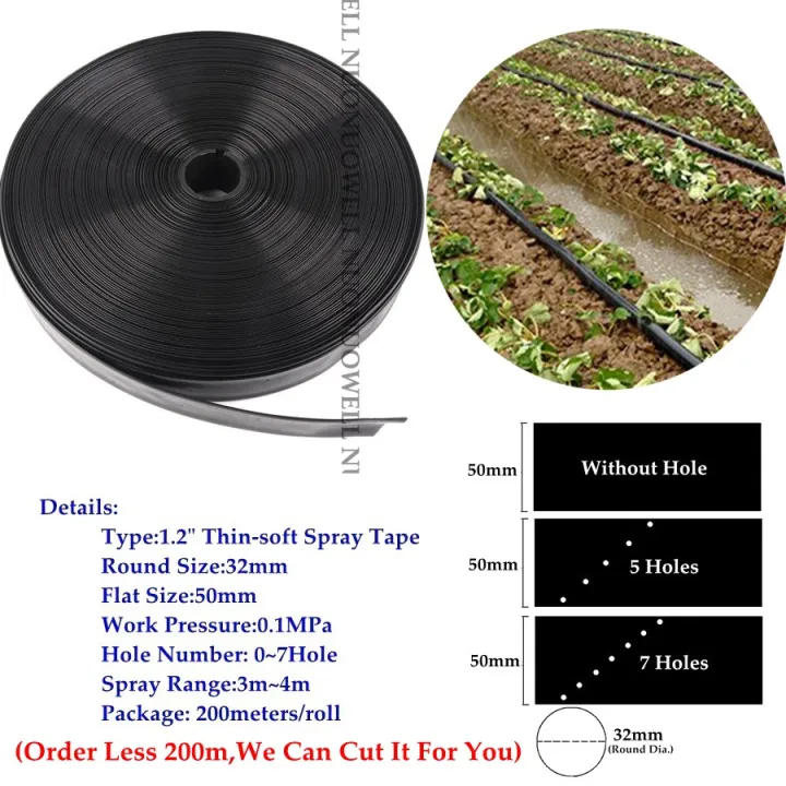 0~7holes 1.2" 32mm Thin-Soft Spray Irrigation Hose Agricultural ...