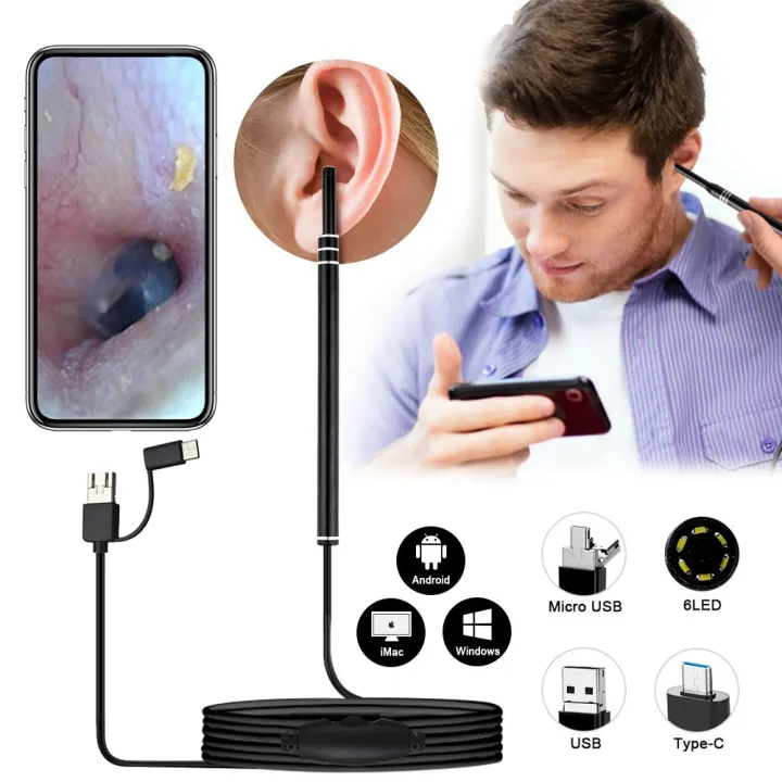 Visible Earpick Medical Otoscope Waterproof Camera Earwax Visual Oral ...