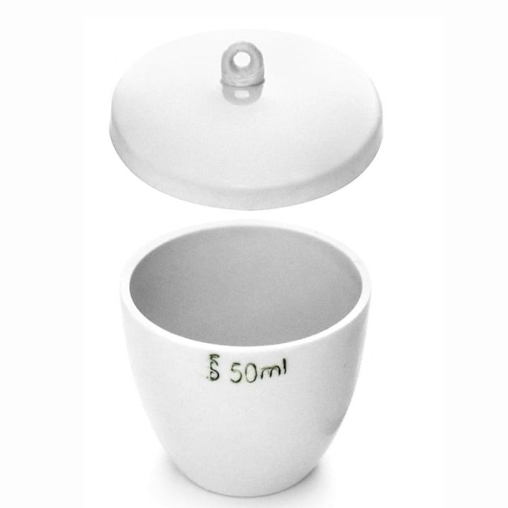 New With Lid Lab Porcelain Crucible White Smooth Surface Ceramic ...