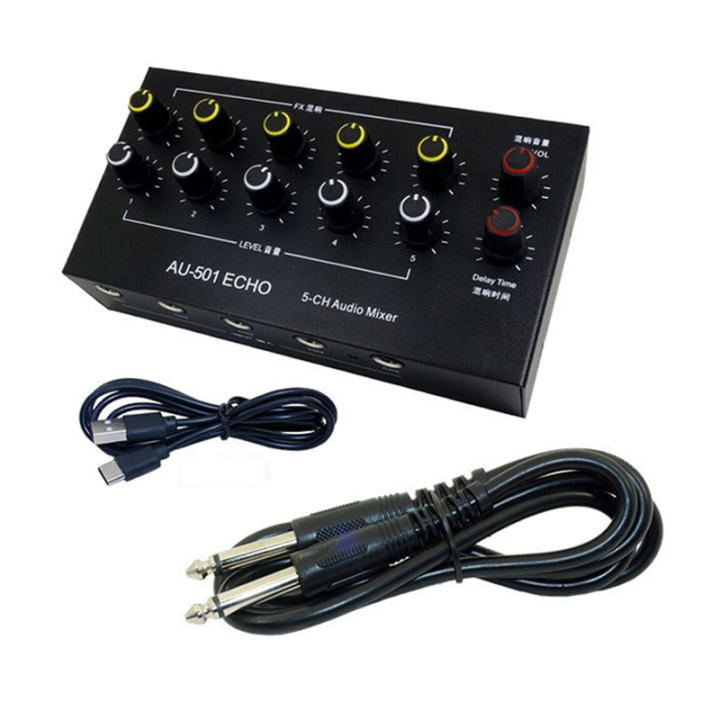 5-Channel Audio Mixer Portable Mini Microphone Extender Mixing Console ...