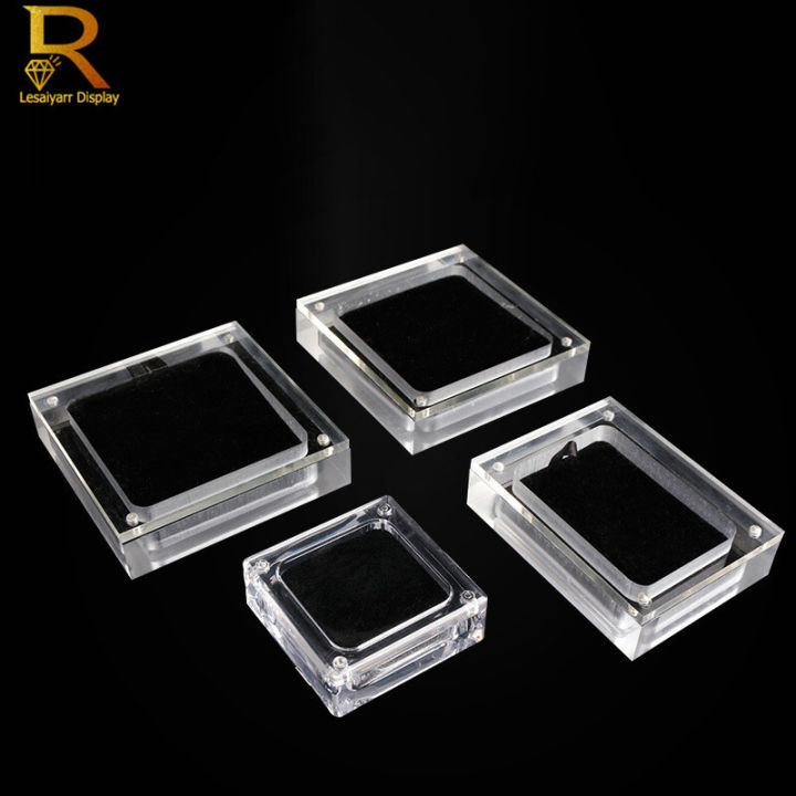 【NEW】 Acrylic Glass Top Gem Box White & Black Showcase Gemstone Casket ...