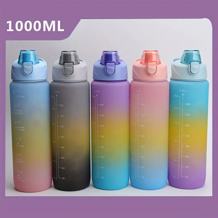 1pc 1000ml/33.81oz Portable Gradient Color Water Bottle, Large Capacity ...