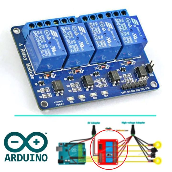 DIY - 4 Channel 5V Relay Shield Module Optocoupler Compatible with ...