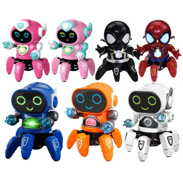 Newest Dance Iron Man Spider Robot LED Music Flash Avengers Hero ...