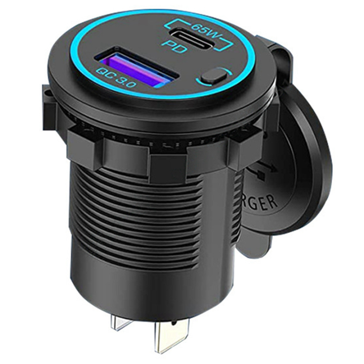 3X 65W PD 12V USB Outlet for Laptop USB C Car Charger Socket Multi Port ...