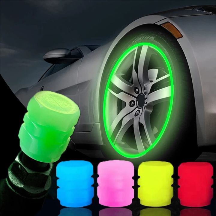 Car Tire Valve Stem Caps, Glow Luminous at Night, DeoDap Luminous ...