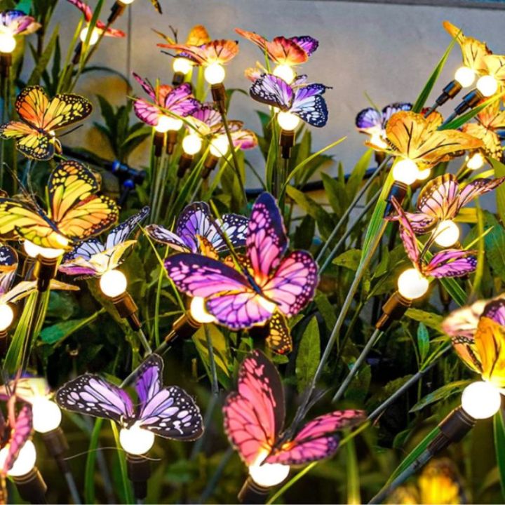 Solar Butterfly Firefly Lights Outdoor Garden Decorations | Dancing LED ...