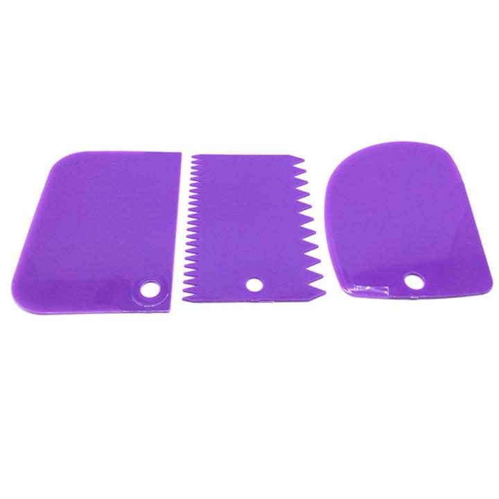 Firewings 3-Piece Plastic Cream Scraper Set Straight Dual-purpose Cake ...