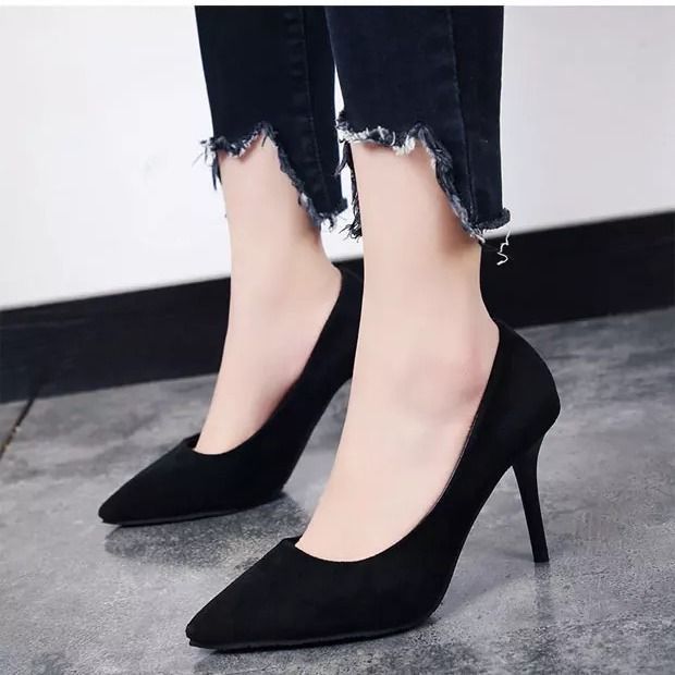 Formal Wear Black Thin Heel Women's Pointed Toe 3-5-7cm High School ...