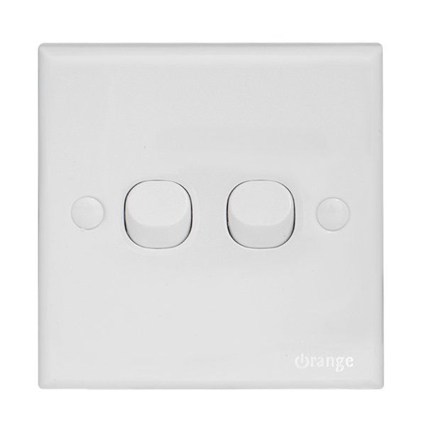 2 Gang 1 Way Switch Orange Casablanca White 10A Life Time Warranty ...