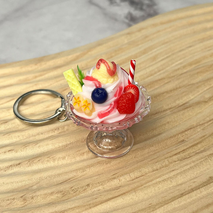 Simulation Ice Cream Keychain Creative Food Key Chains For Women Cute ...