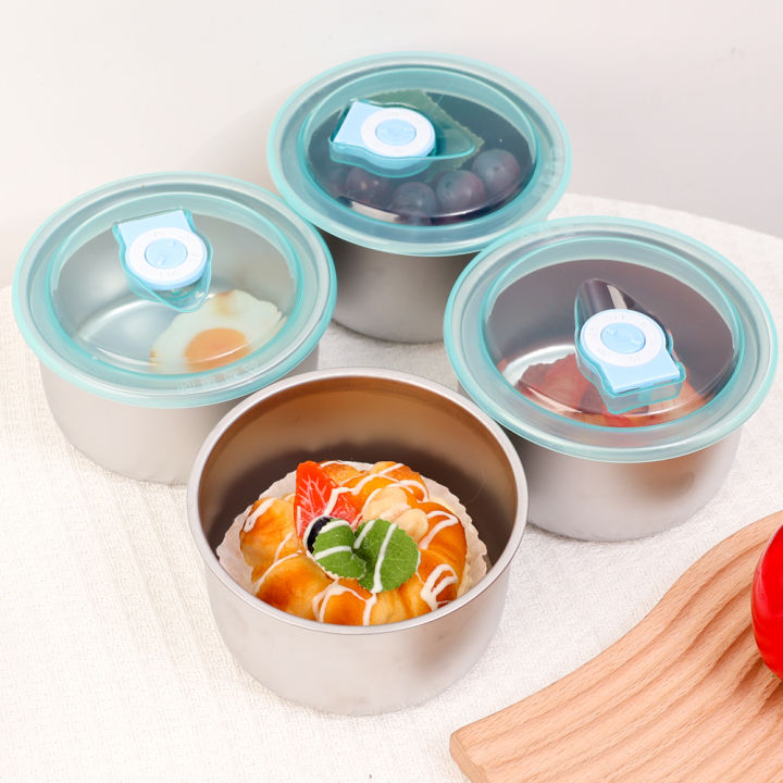 1/3PCS Stainless Steel Food Preservation Box Round Leak-proof Lunch Box ...
