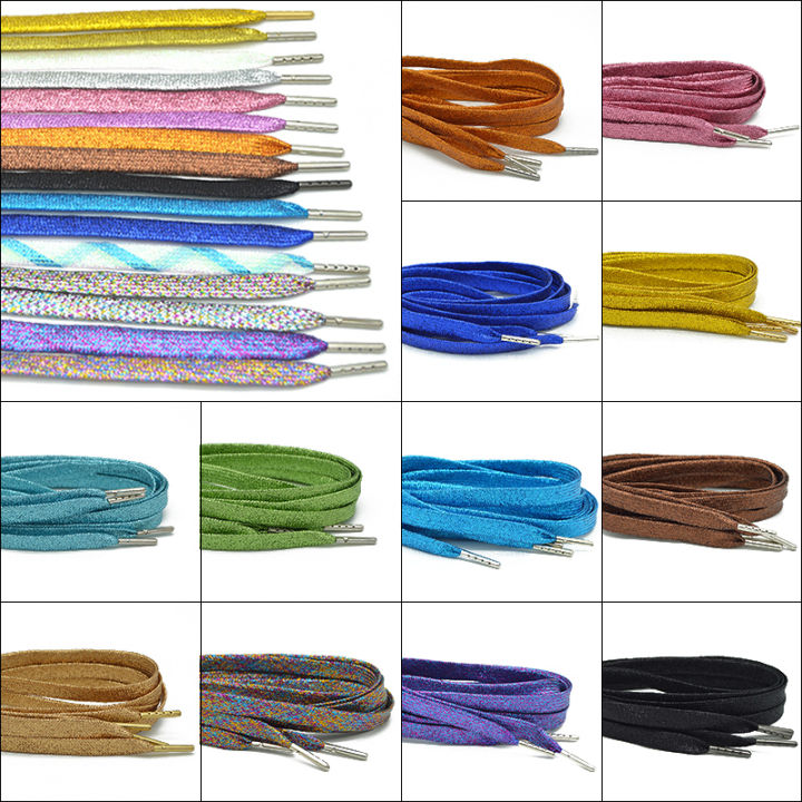 LSGS 1Pair Flat Shoelaces Silver Metal Head Laces Camping Shoelaces ...
