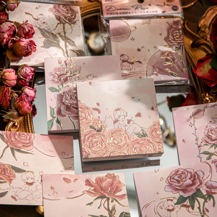Hot Gold Triple Set Sticky Note Rose Metaphor Series High Appearance ...