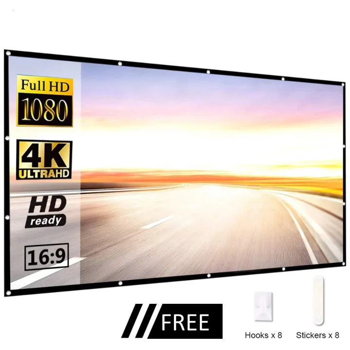 60 84 100 120 150 Inch Projector Screen Portable Projection Screen16:9 ...