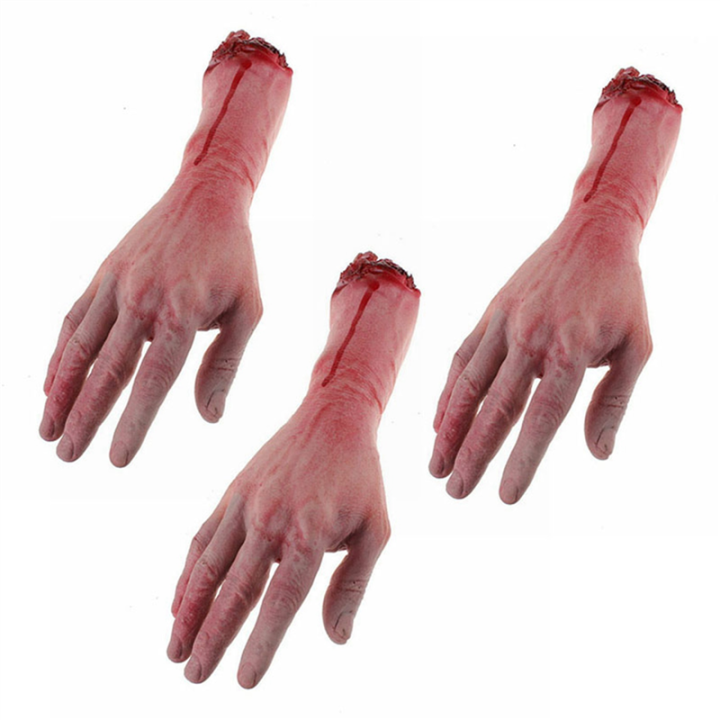 3X Bloody Horror Scary Halloween Prop Fake Severed Life Size Arm Hand ...