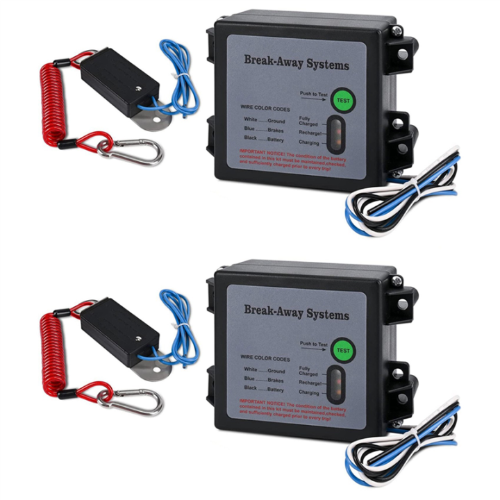 2X Trailer Brakes Breakaway Kit with Switch, LED Test Light Electric ...