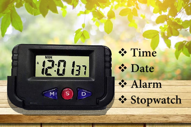 NAKO Quartz Clock For Car Dashboard Office Desk Alarm Table Clock and ...