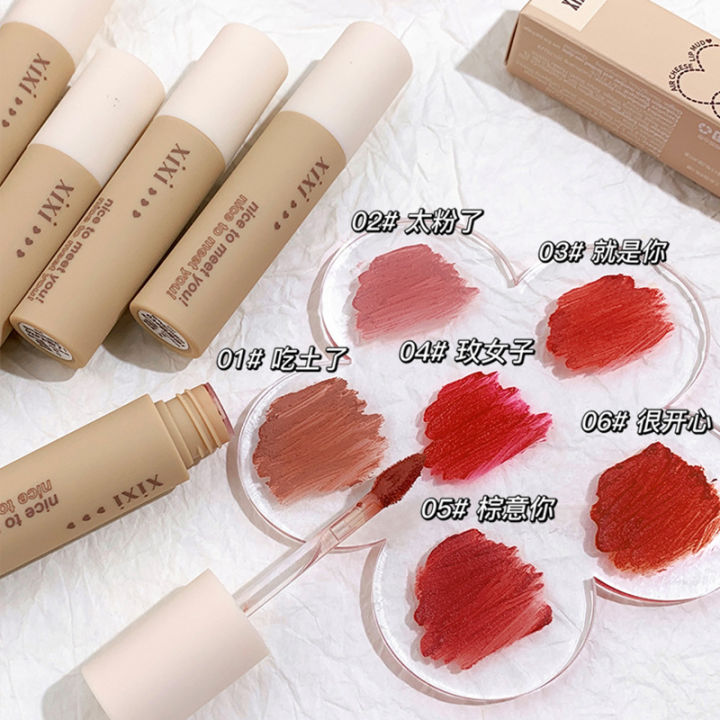 Air Cheese Lip Mud Mist Face Matte Velvet Lipstick Female Lip Glaze Lip ...