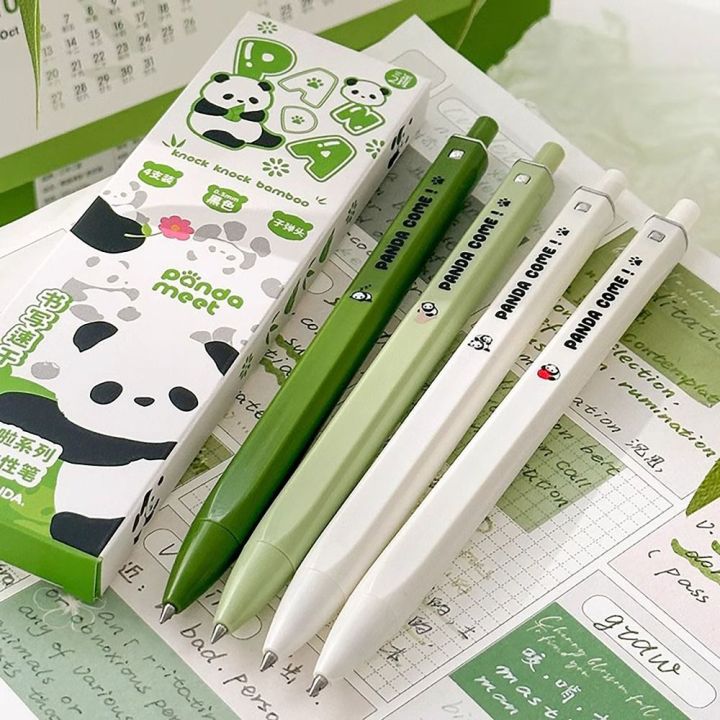 4 PCS/Box Cartoon Panda Gel Pen 0.5mm Black Ink Quick-Drying Ball-point ...