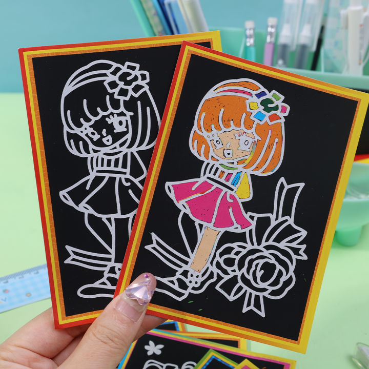 1/3/5PCS DIY Children Art Painting Scraping Paper Rainbow Pape Graffiti ...