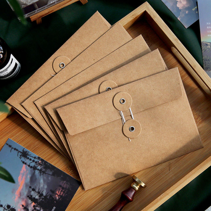 【SmartHorizon】MOHAMM 1 PC Vintage Brown Kraft Paper Envelopes with Button String Tie Closure ...